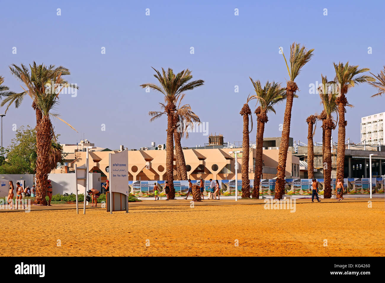 EIN BOKEK, ISRAEL - SEPTEMBER 22, 2017: Vacationers and tourists bathe in the Dead Sea on the ...