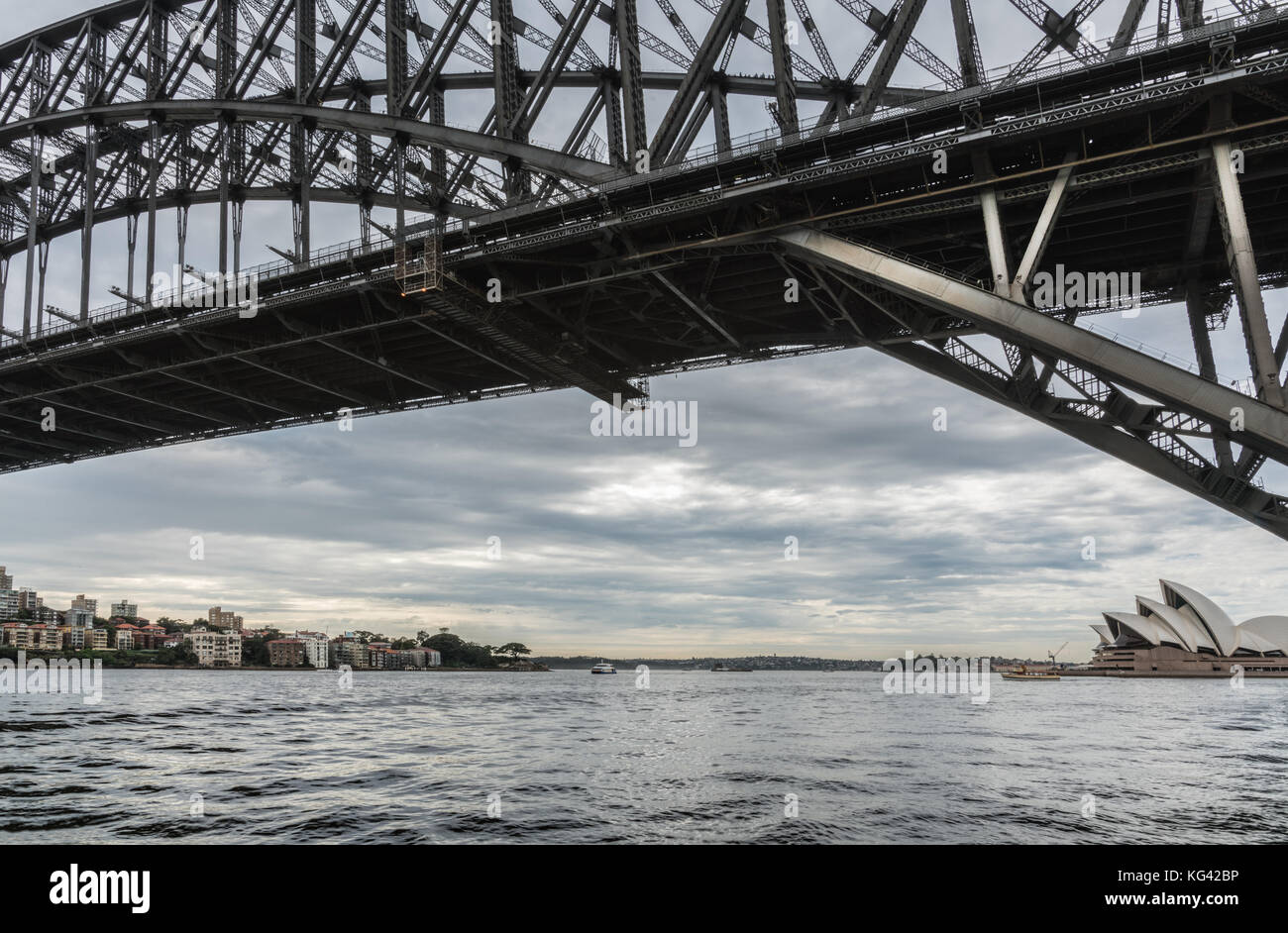 Sydney, Australia - March 22, 2017: Harbour bridge under heavy dark ...