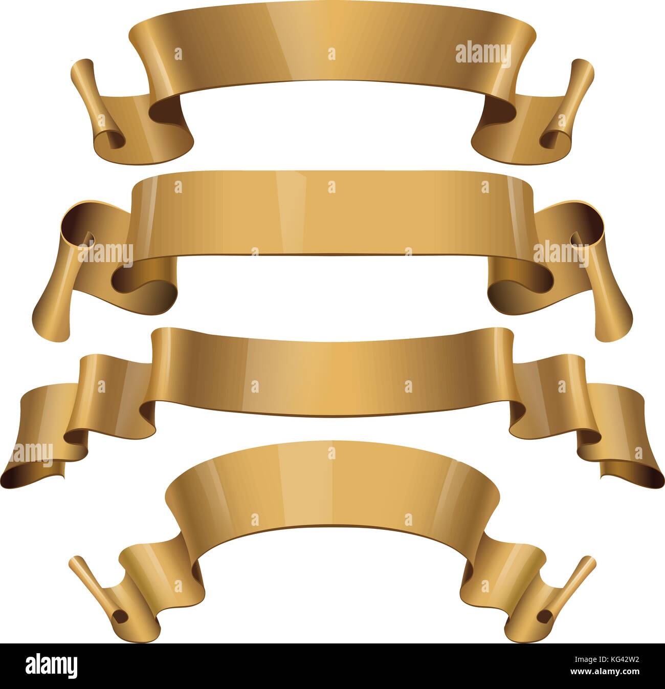 Gold Glossy vector ribbons on a white background for your design ...