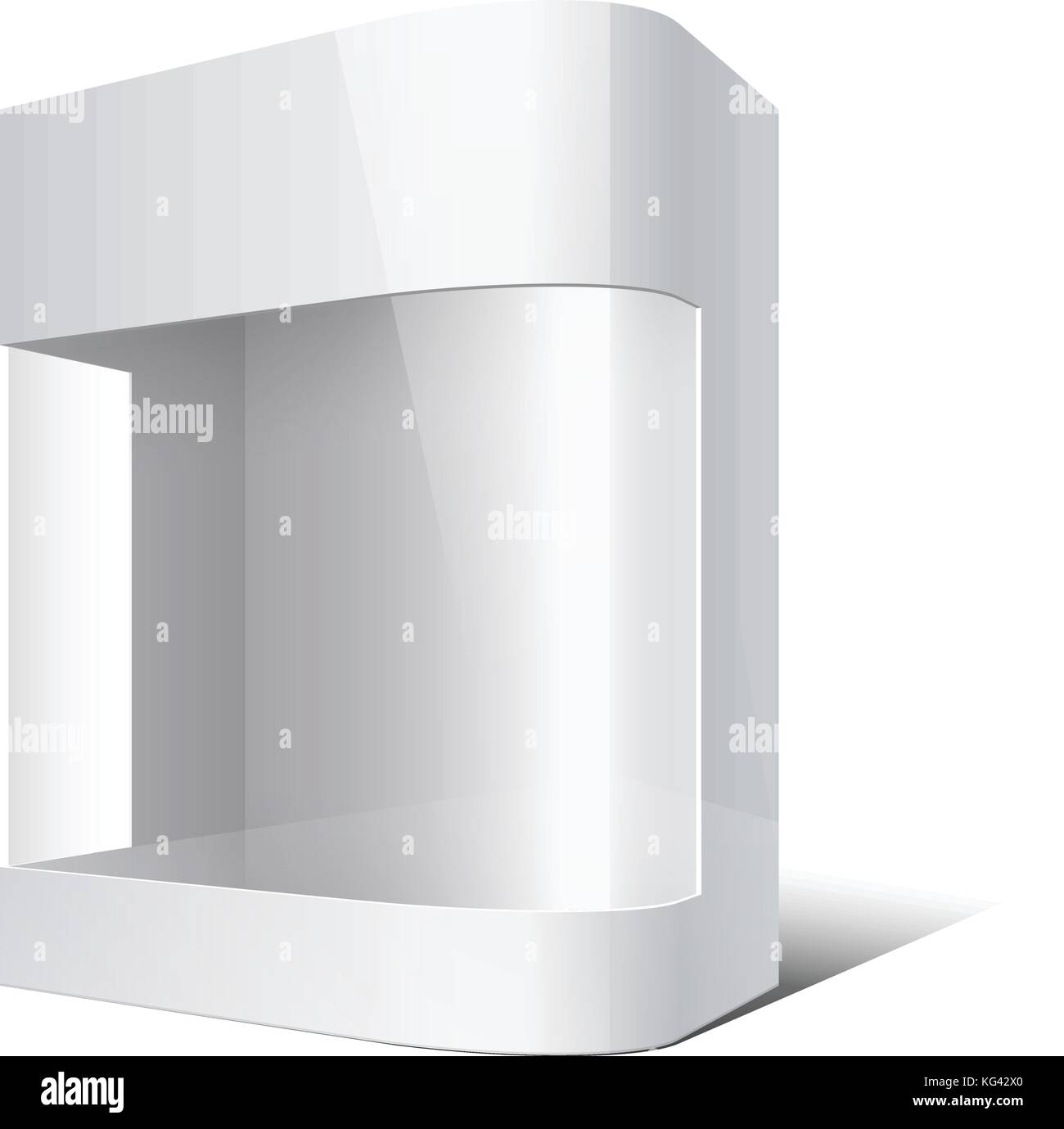 Package Box with rounded corner and transparent plastic window. Vector ...