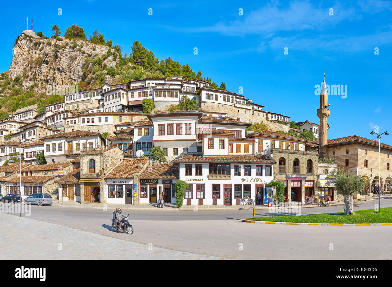 Albania - traditional balkan houses, historic old town of Berat, UNESCO ...
