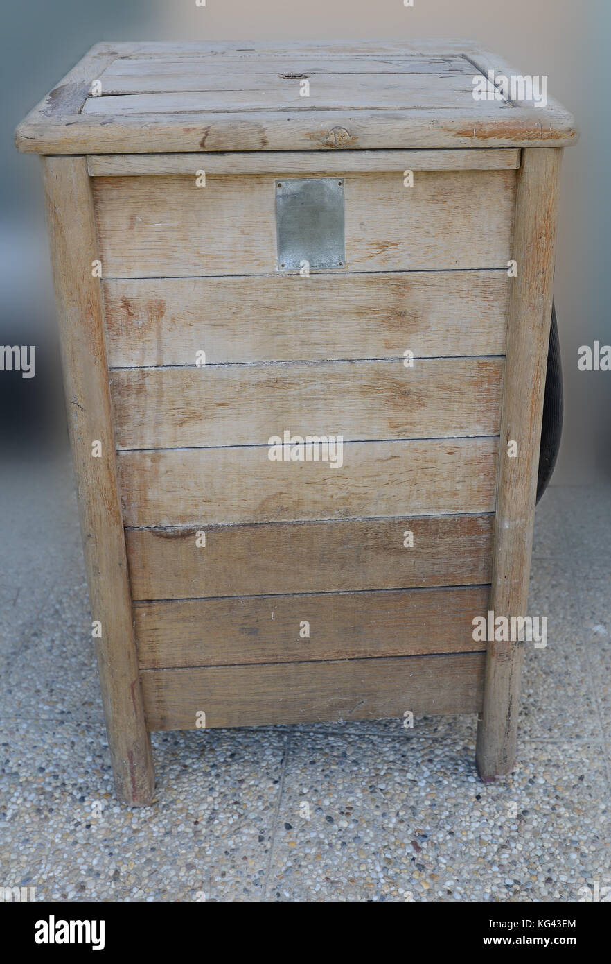 Old electric vintage wooden washing machine from end of 1950 Stock ...