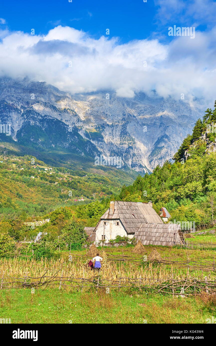 A stone traditional farm house. Theth National Park, Shkoder, Albania ...