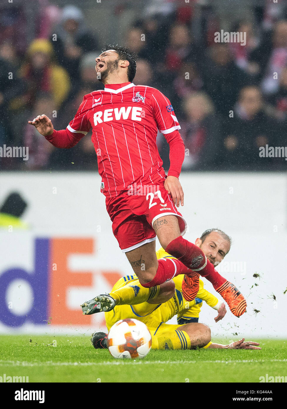 Cologne, Germany. 2nd Nov, 2017. Borisov's Igor Stasevich (R) and ...