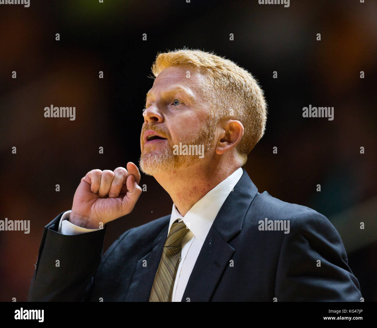 November 2, 2017: head coach Chuck Benson of the Carson Newman Eagles ...