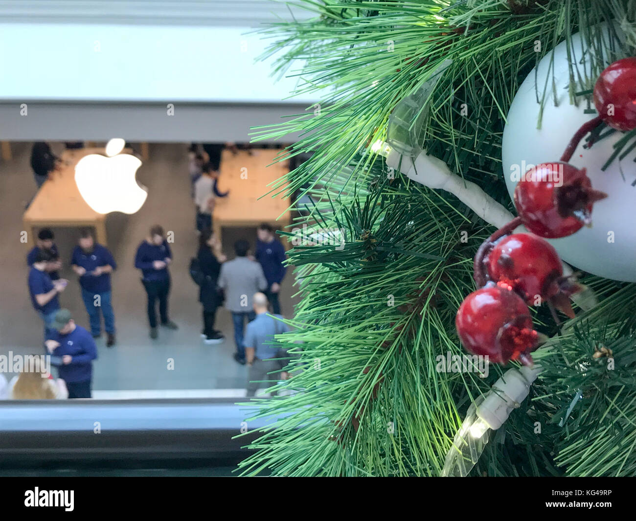 Pennsylvania, USA. 3rd Nov, 2017. Apple customers wait in line to pick ...