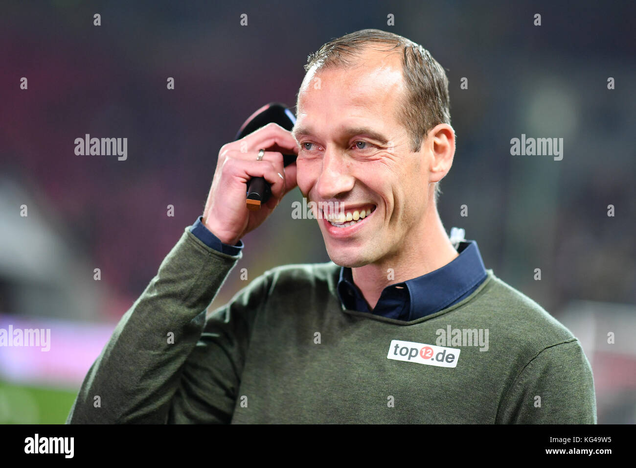 Kaiserslautern's coach Jeff Strasser during a television interview at ...