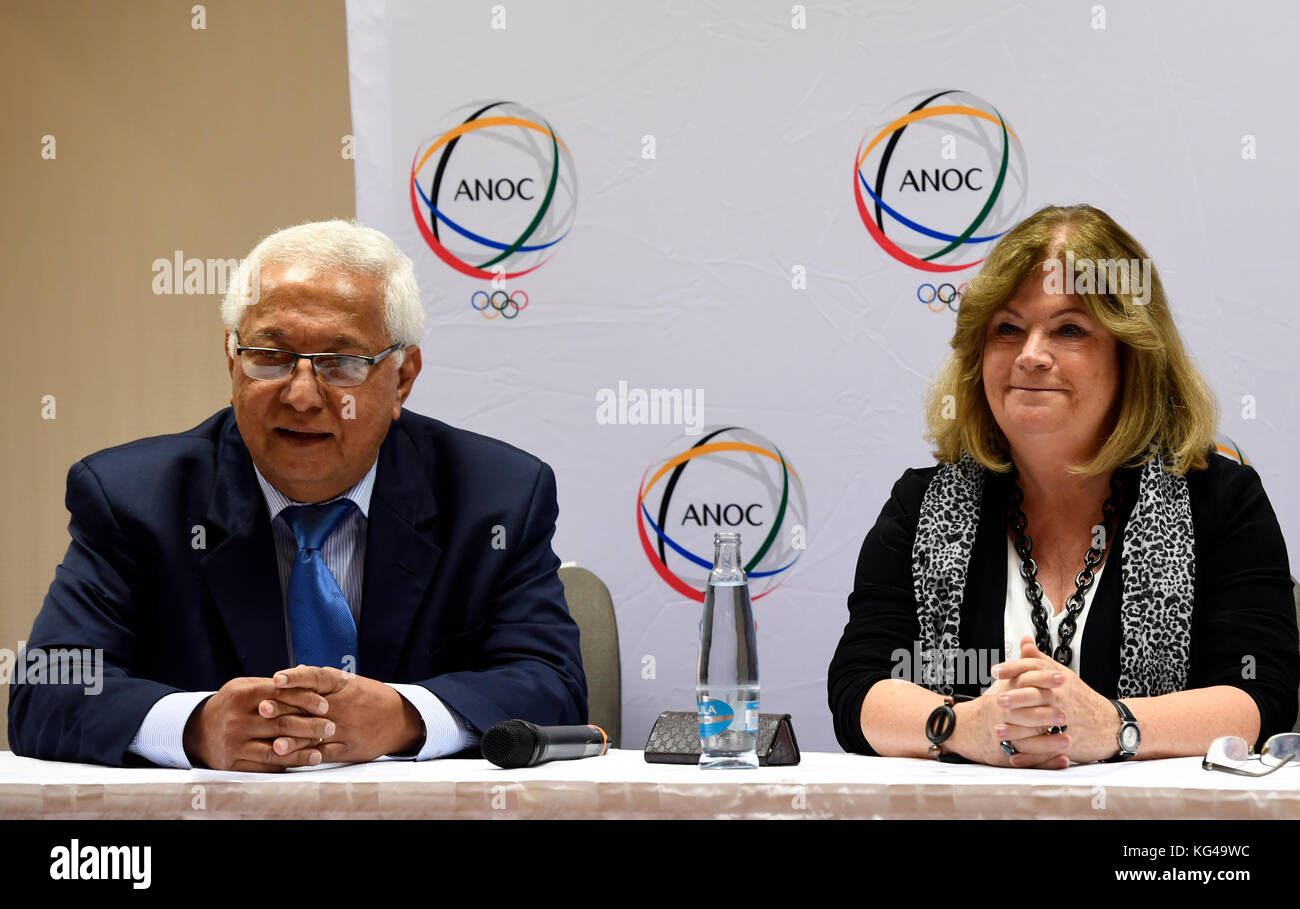 Gunilla Lindberg, ANOC Secretary General, right, and Robin Mitchell ...