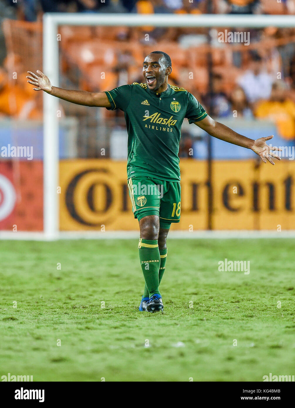 Houston, TX, USA. 30th Oct, 2017. Portland Timbers defender Amobi Okugo ...