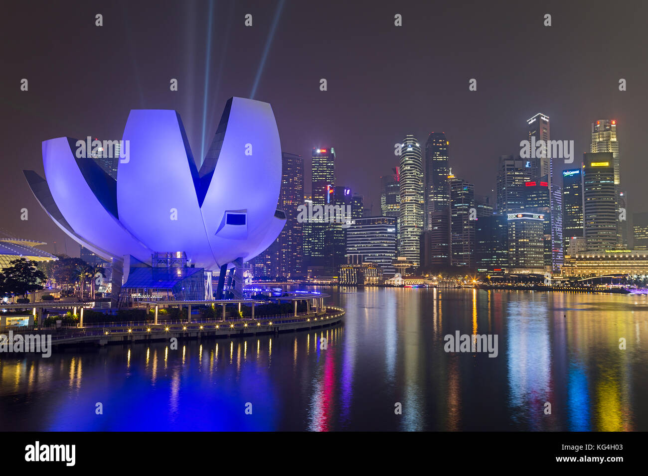 Singapore singapore city artscience museum skyline skyscrapers ...