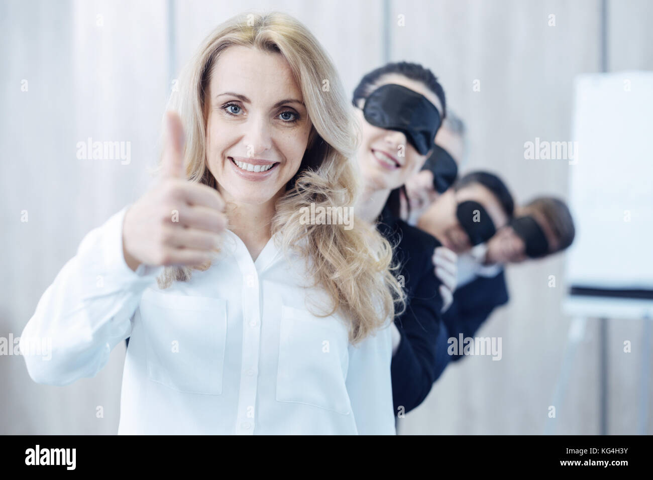 Positive satisfied business colleagues hi-res stock photography and ...