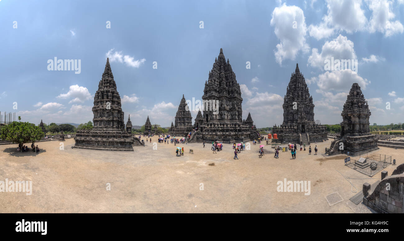 Panorama of Prambanan Hindu temple complex, Java, Indonesia Stock Photo ...