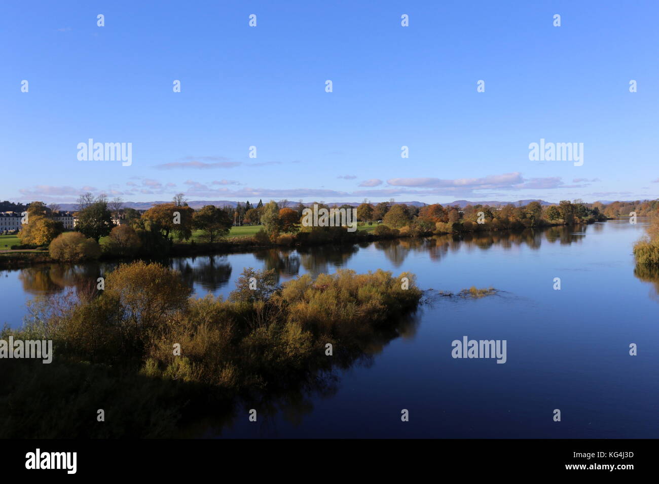 Elevated view of River Tay in autumn Perth Scotland November 2017 Stock ...
