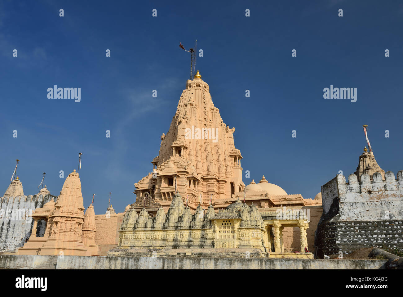 Jain temples on the holy Palitana top in the Gujarat state in India ...