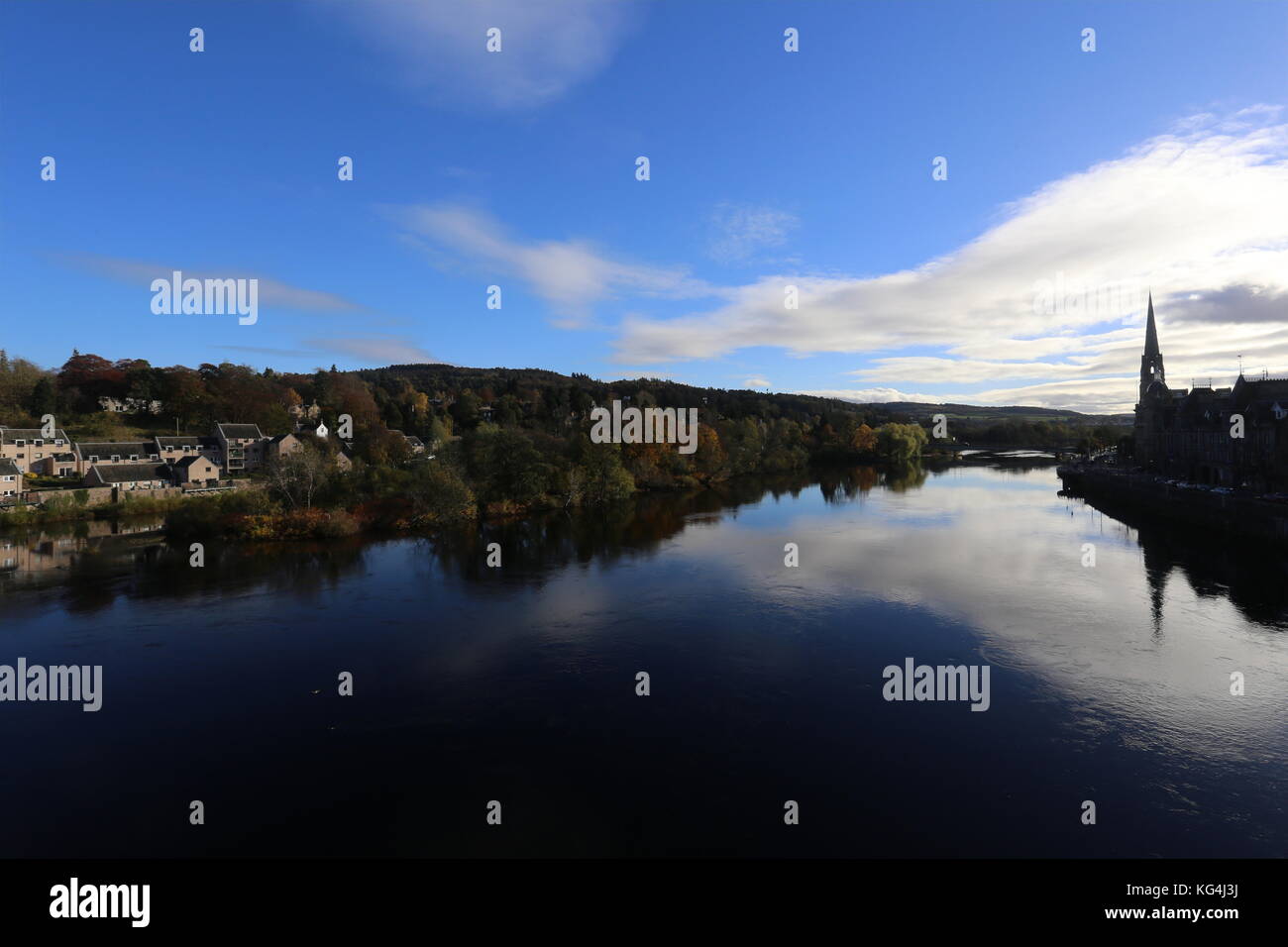 Elevated view of River Tay in autumn Perth Scotland November 2017 Stock ...