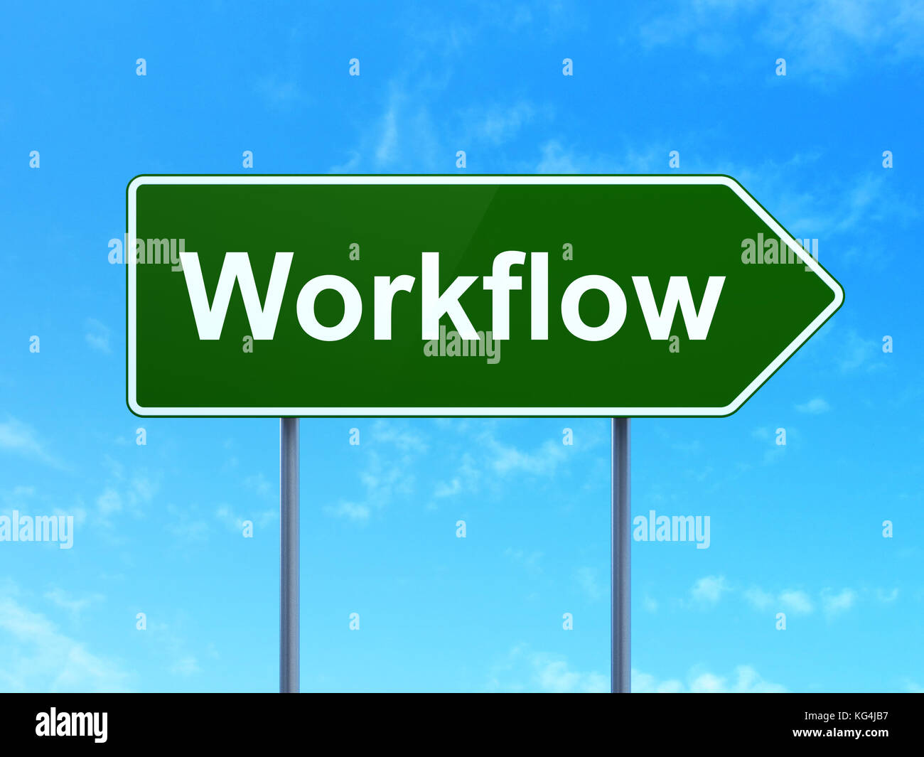 Business concept: Workflow on road sign background Stock Photo - Alamy