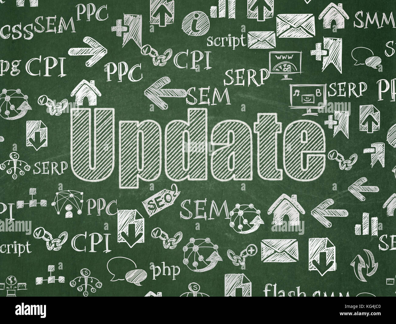 Web development concept: Update on School board background Stock Photo ...