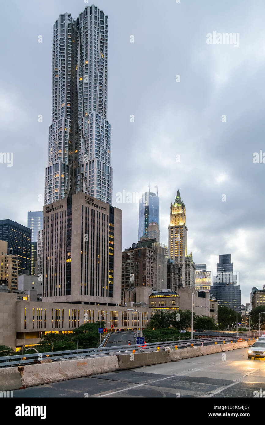 Pace University and New York by Gehry buildings in Manhattan Stock ...
