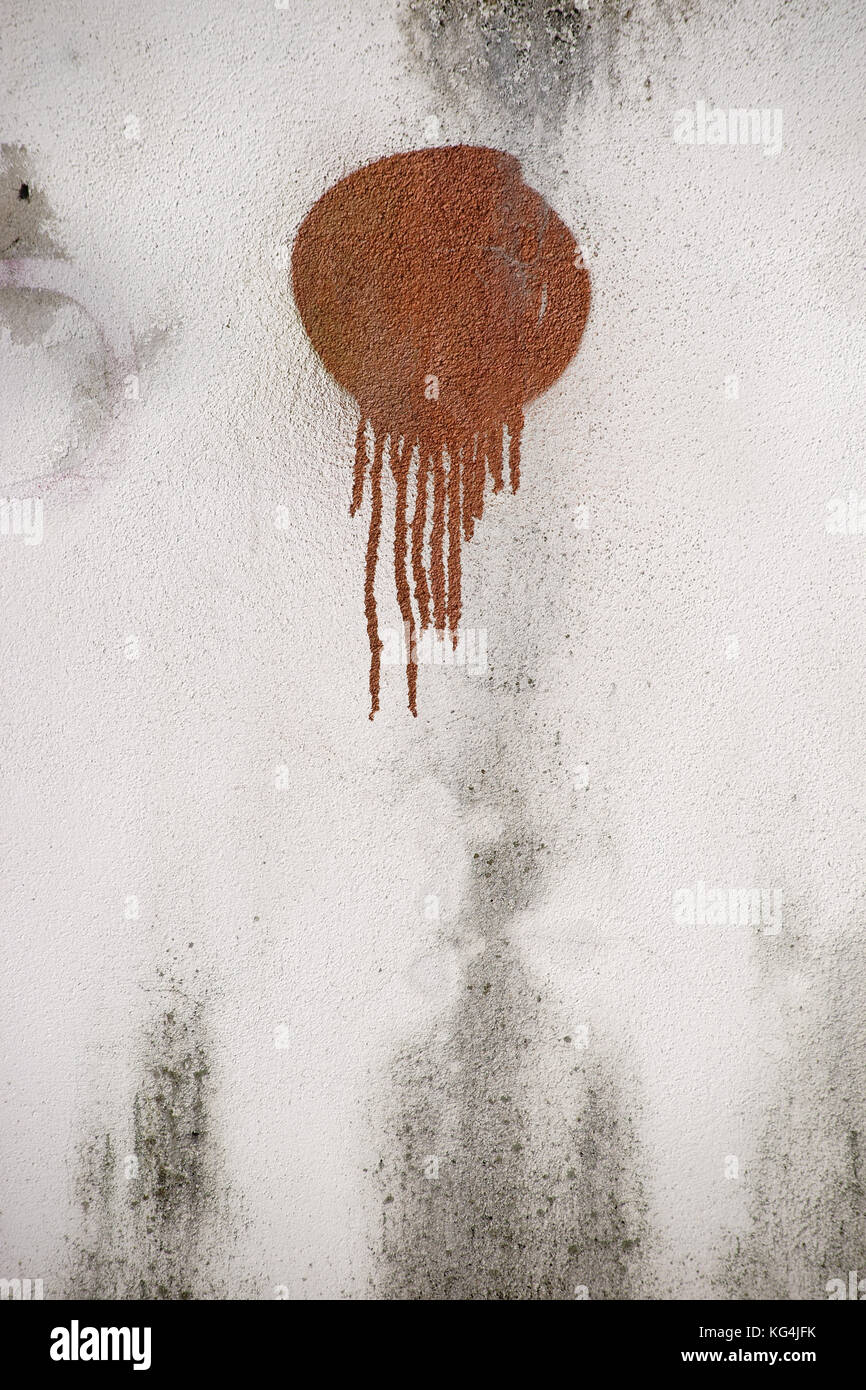 A splash of paint sprayed onto the concrete wall Stock Photo - Alamy