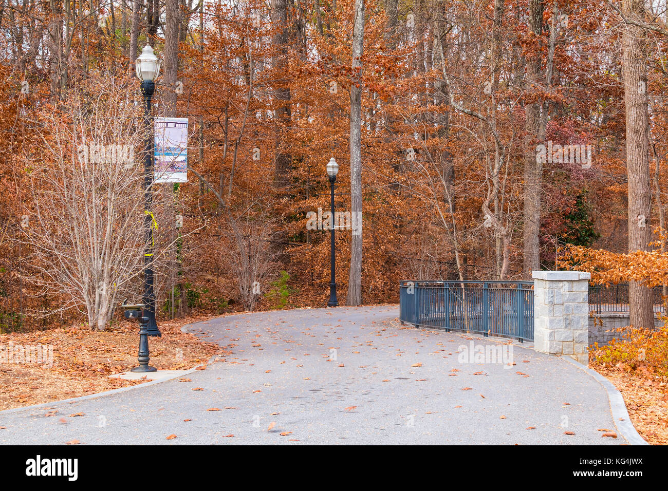 The asphalt footpath leading to The Promenade in the Piedmont Park in ...