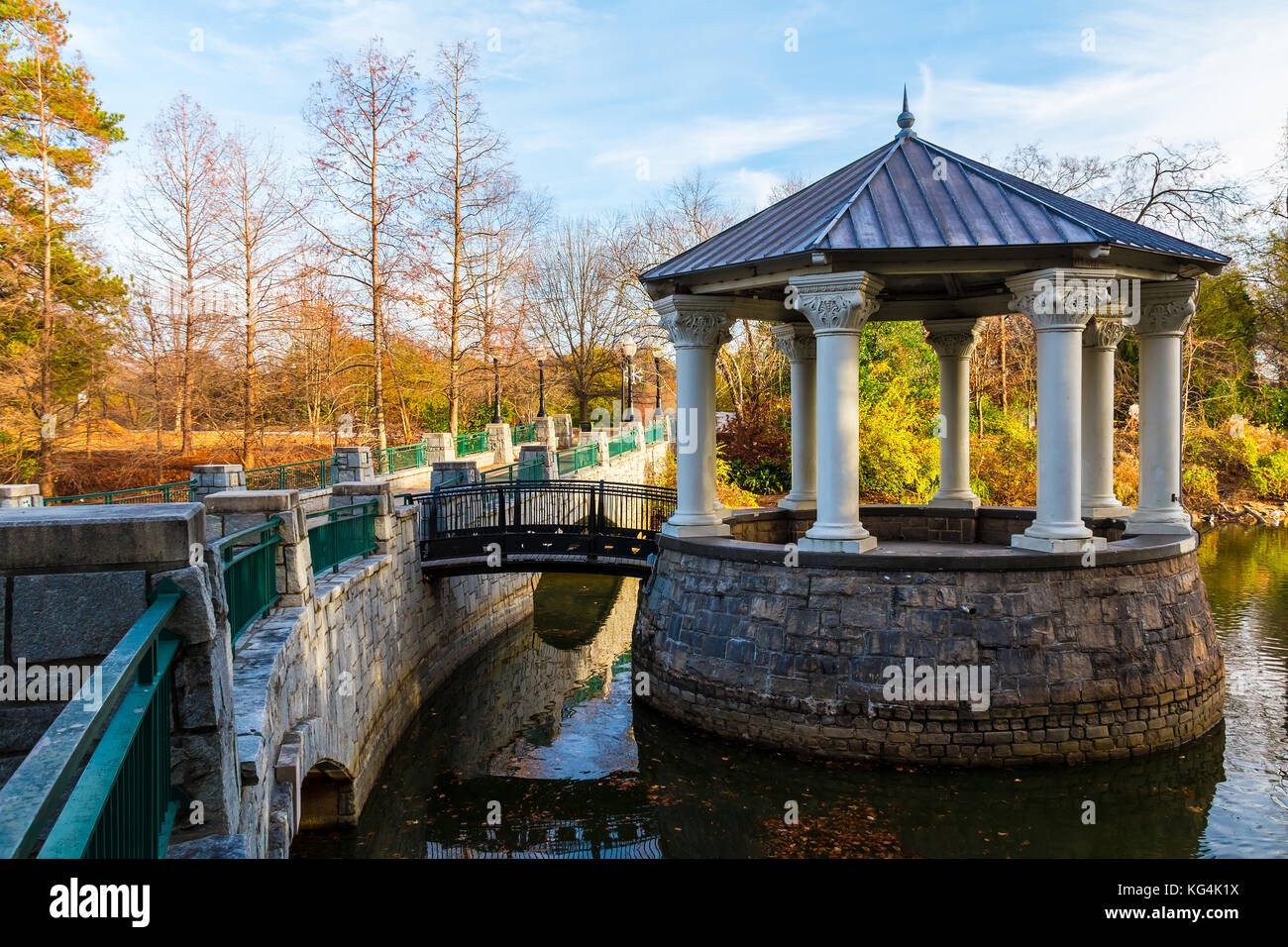 Clara Meer Gazebo and bridge over the Lake Clara Meer in the Piedmont ...