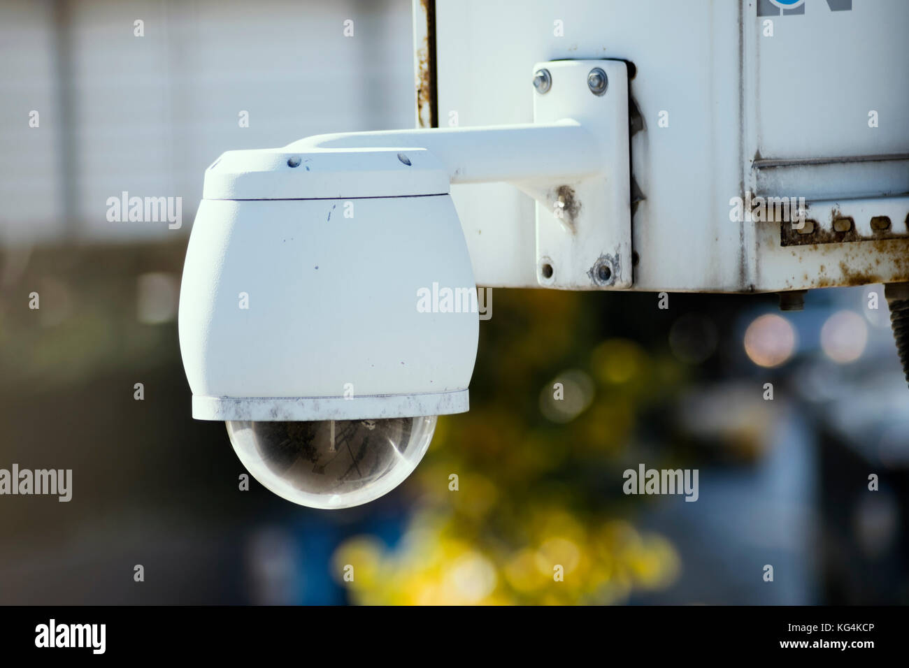 CCTV security camera with blurred background Stock Photo - Alamy
