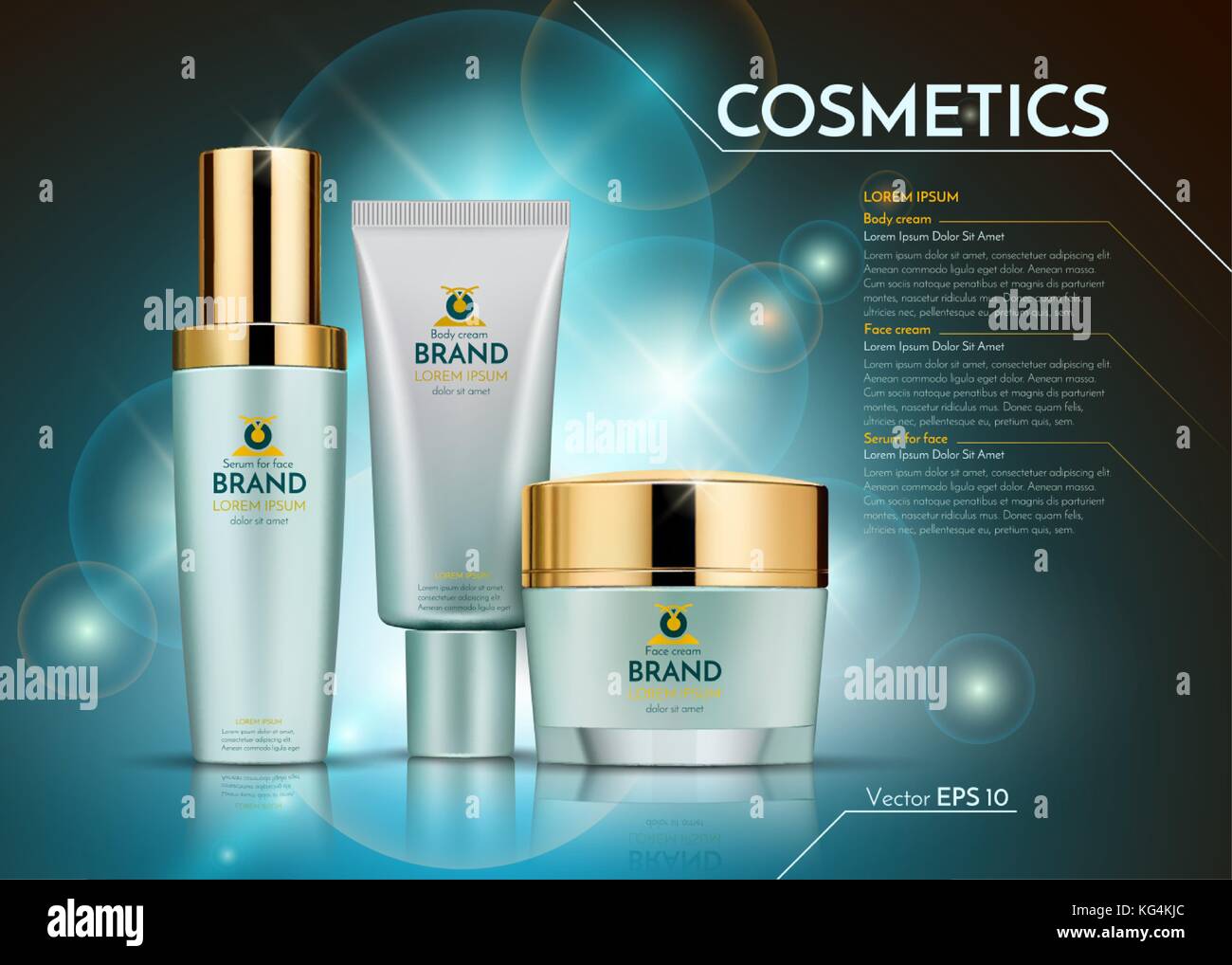 Cosmetics Vector realistic package ads template. Face and body cream ...