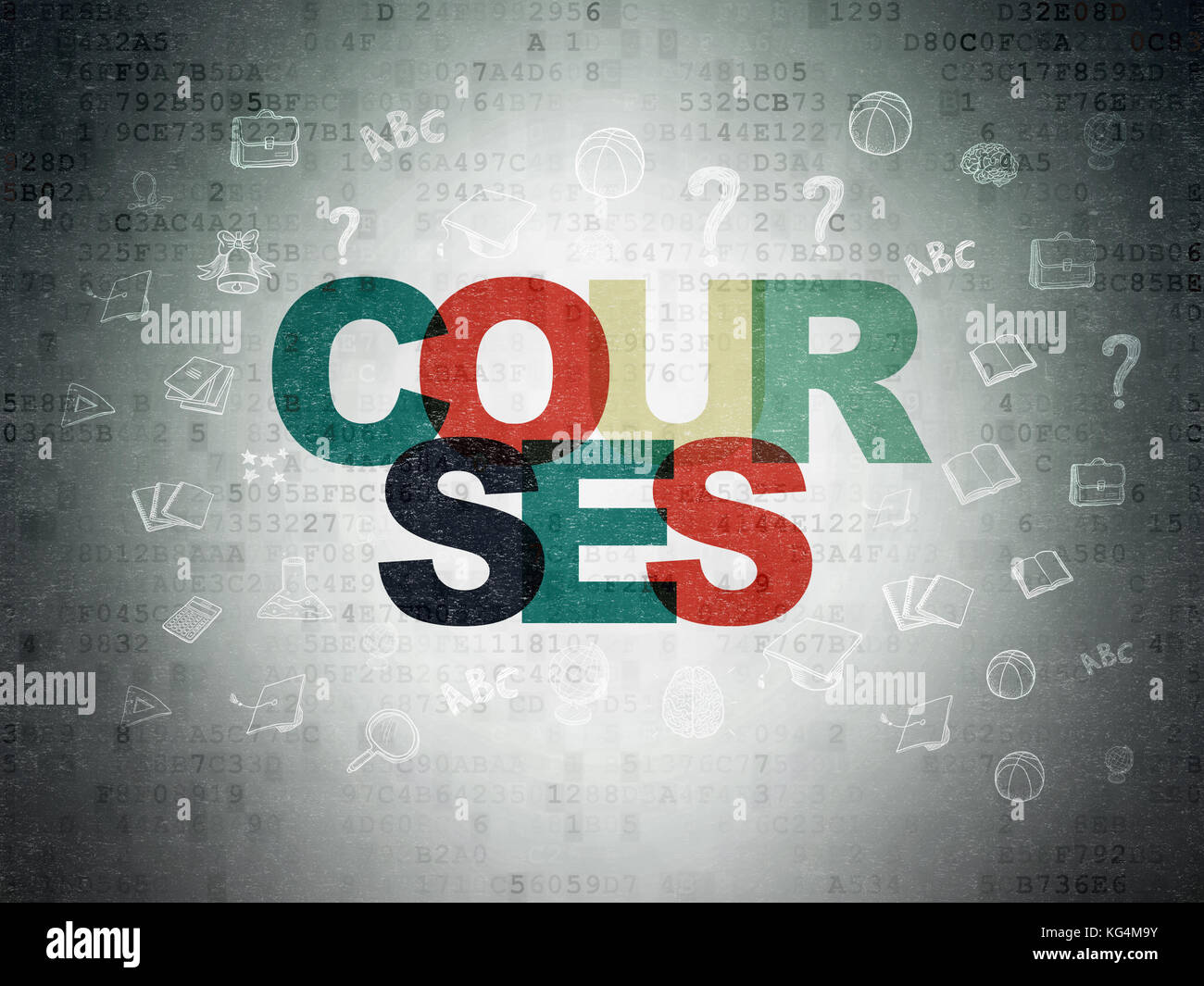 Studying concept: Courses on Digital Data Paper background Stock Photo ...