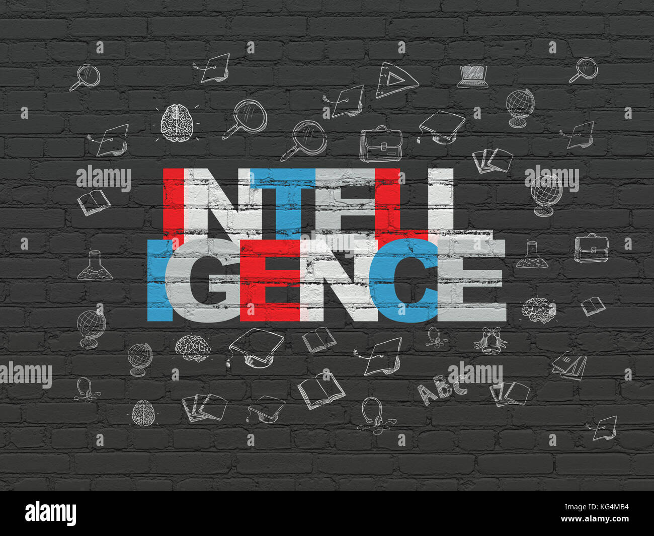 Learning concept: Intelligence on wall background Stock Photo - Alamy