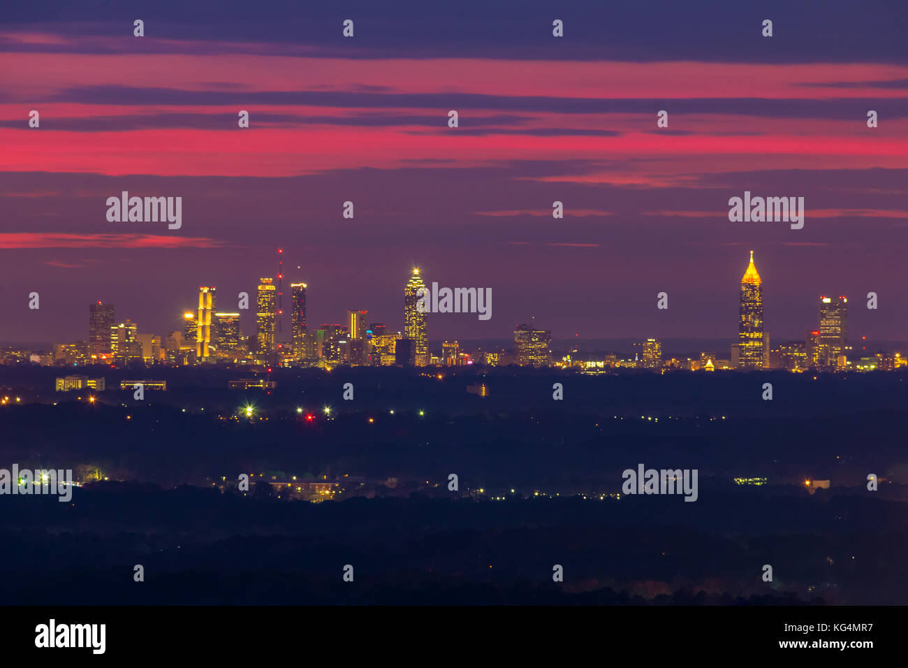 The beautiful view of illuminated Midtown Atlanta from the Stone ...