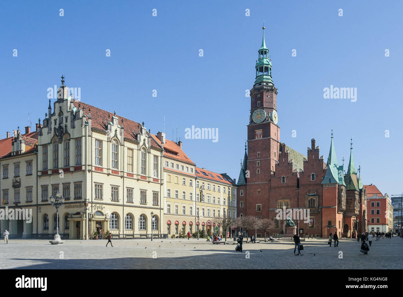 Gothic Town Hall and Clock tower in Wroclaw, Poland Stock Photo - Alamy