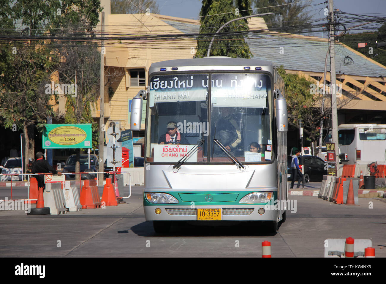 CHIANGMAI, THAILAND -JANUARY 10 2016: Benze Bus of Green bus Company ...
