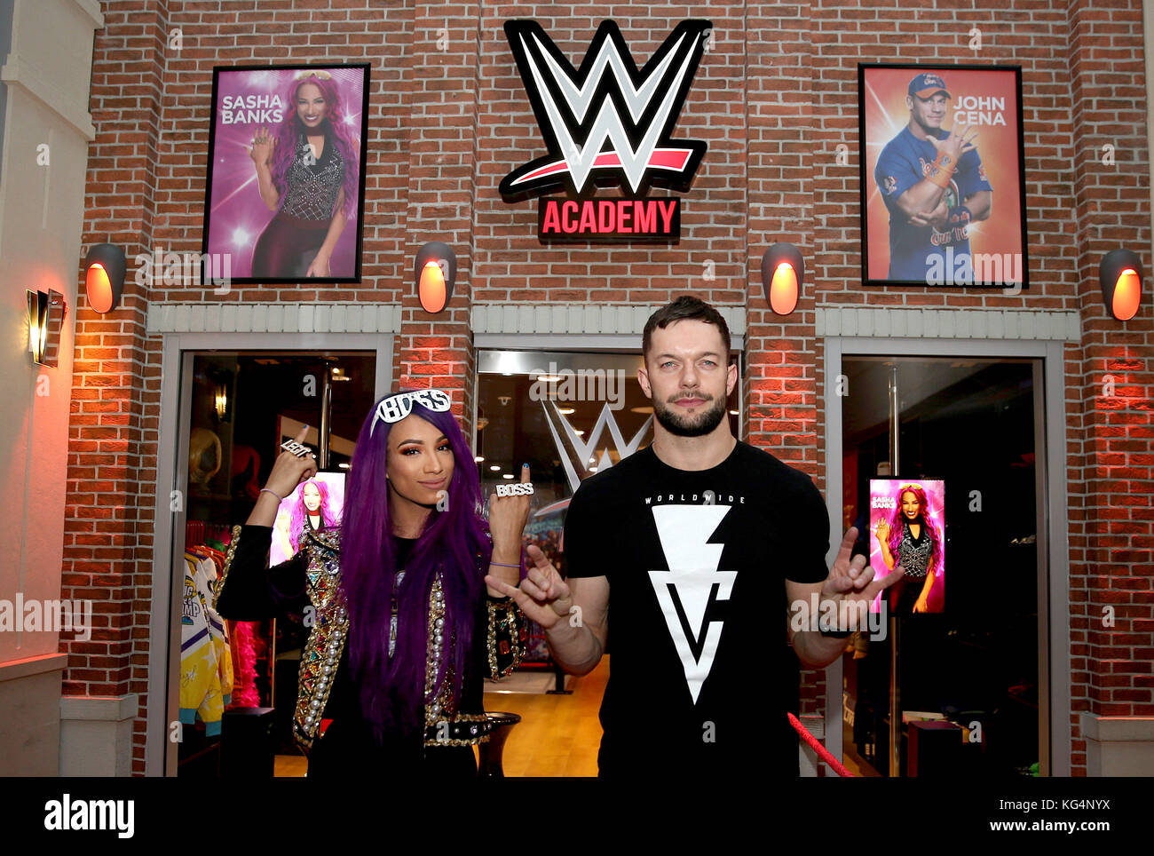 WWE Superstars Finn Balor and Sasha Banks meet children from Higham ...