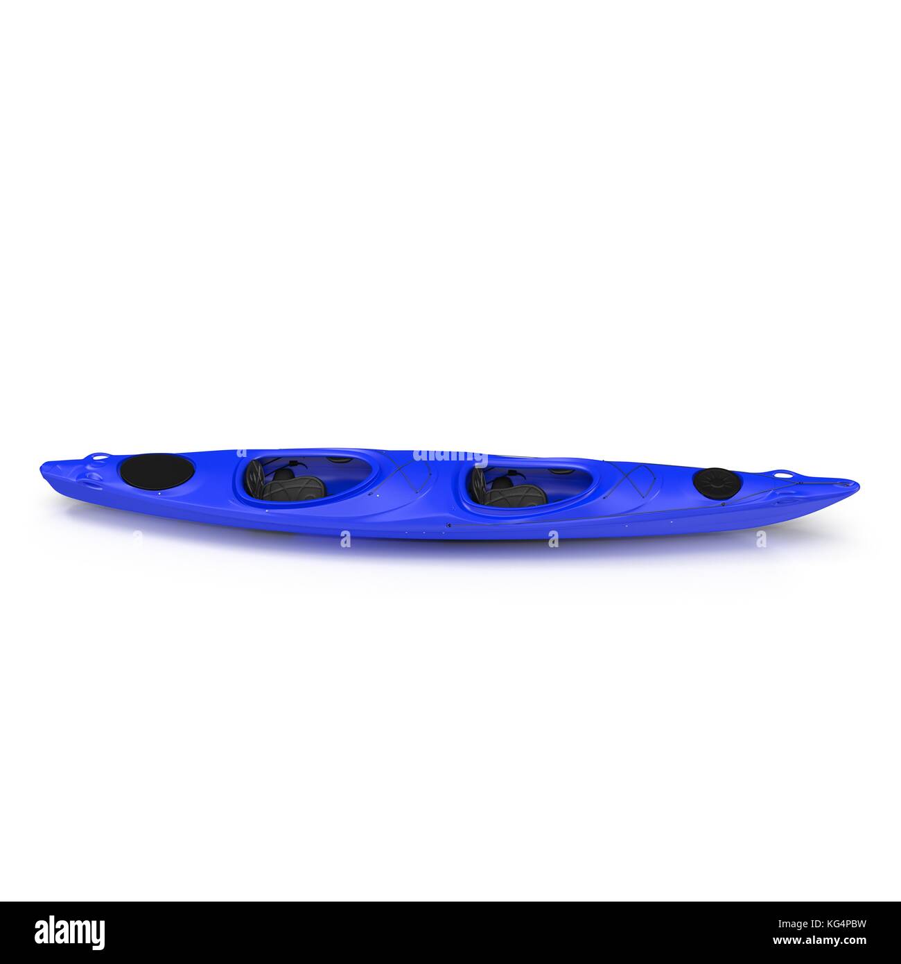 Blue kayak isolated on white 3D Illustration Stock Photo - Alamy