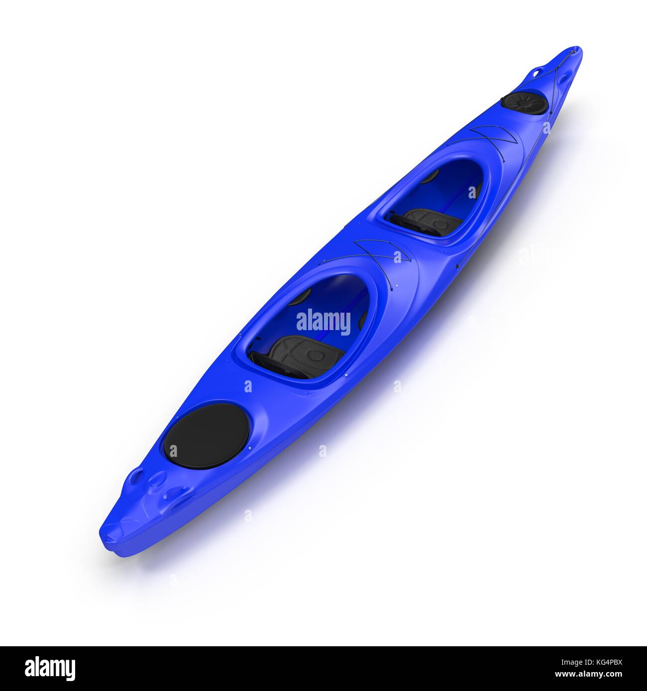 Blue kayak isolated on white 3D Illustration Stock Photo - Alamy