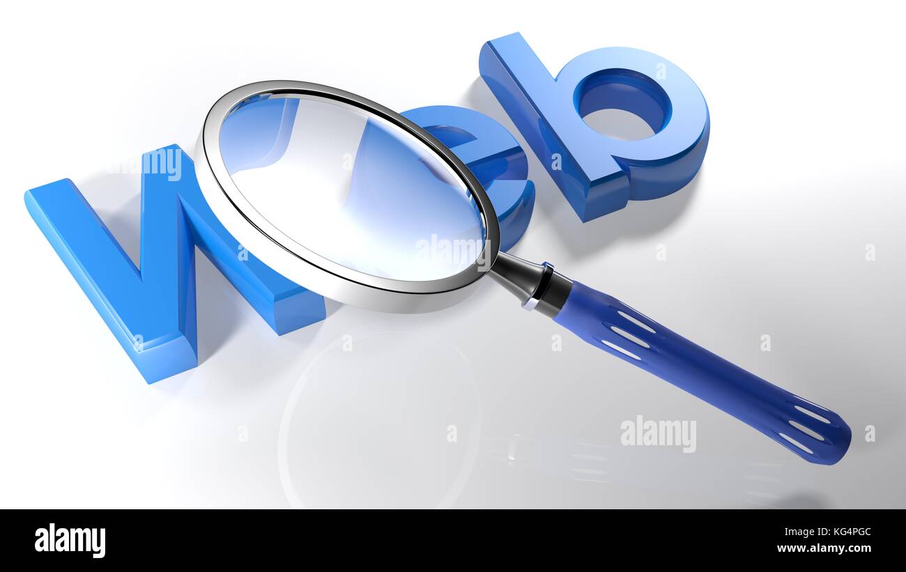 Magnifier over Web - 3D rendering Stock Photo - Alamy