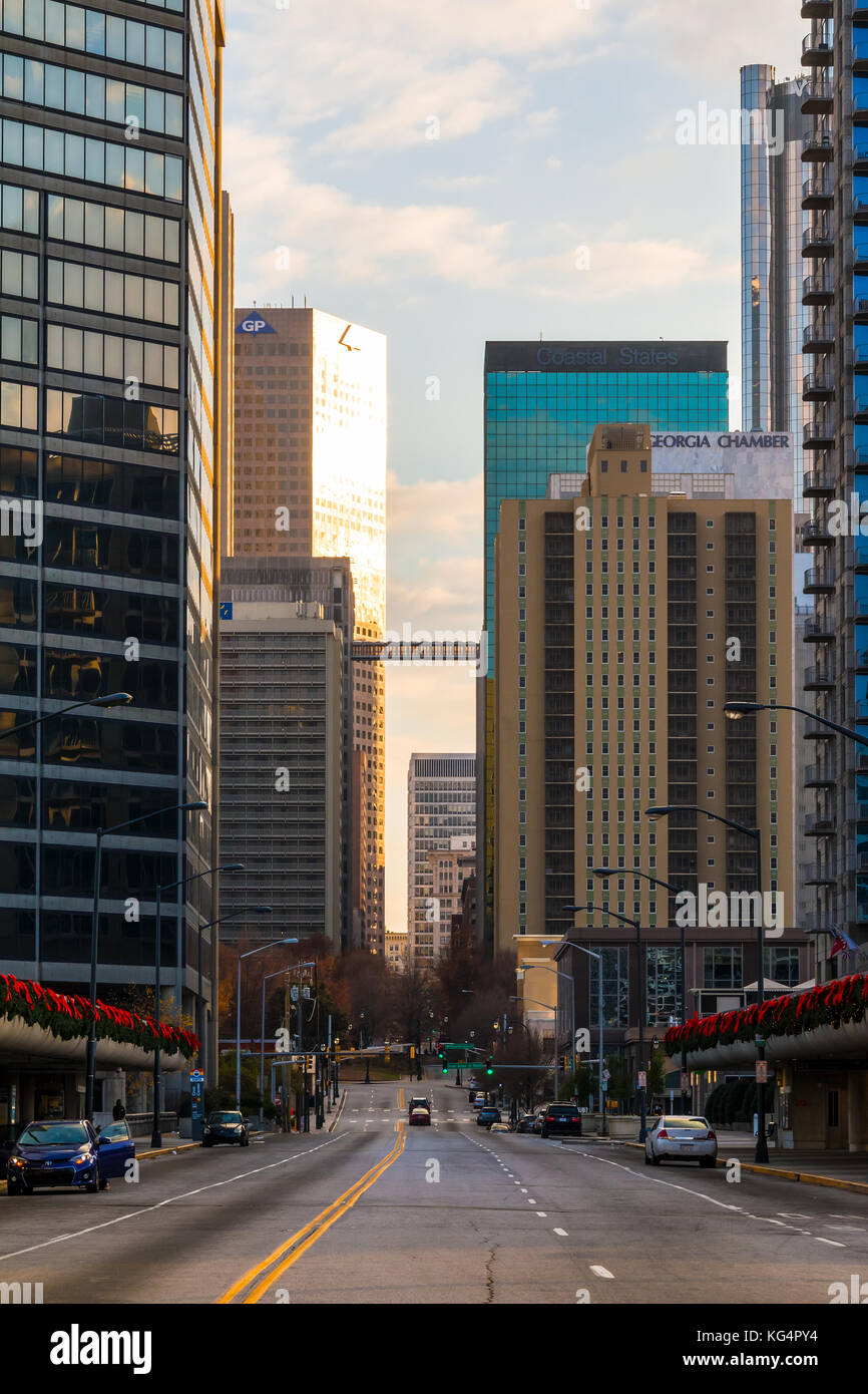 Atlanta, Georgia, USA - December 25, 2016: View of skyscrapers on the ...