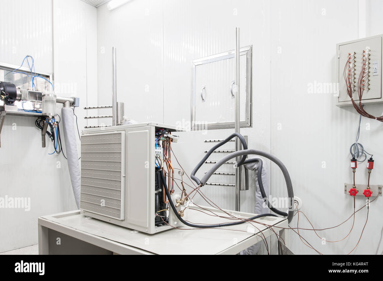 at the factory final inspection of air conditioners prior to assembly ...