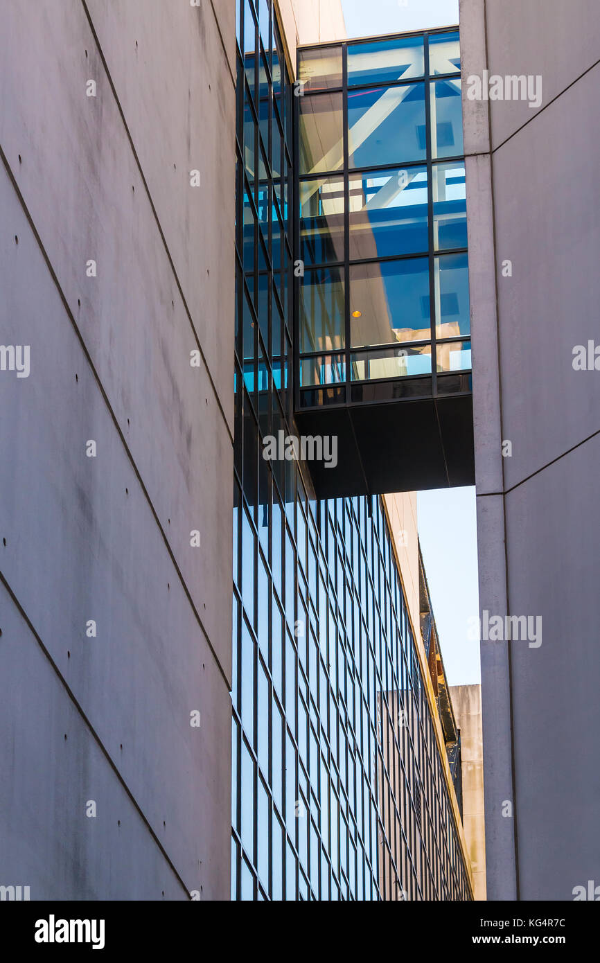 The short glass passageway between two office buildings bottom view ...
