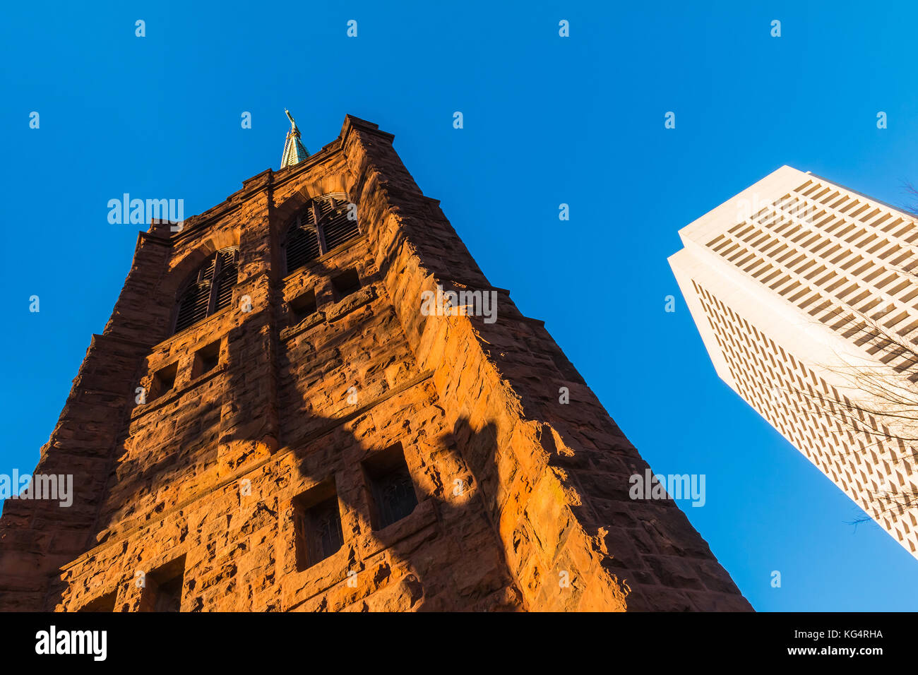 Bottom view of the tower of All Saints Episcopal Church and office ...