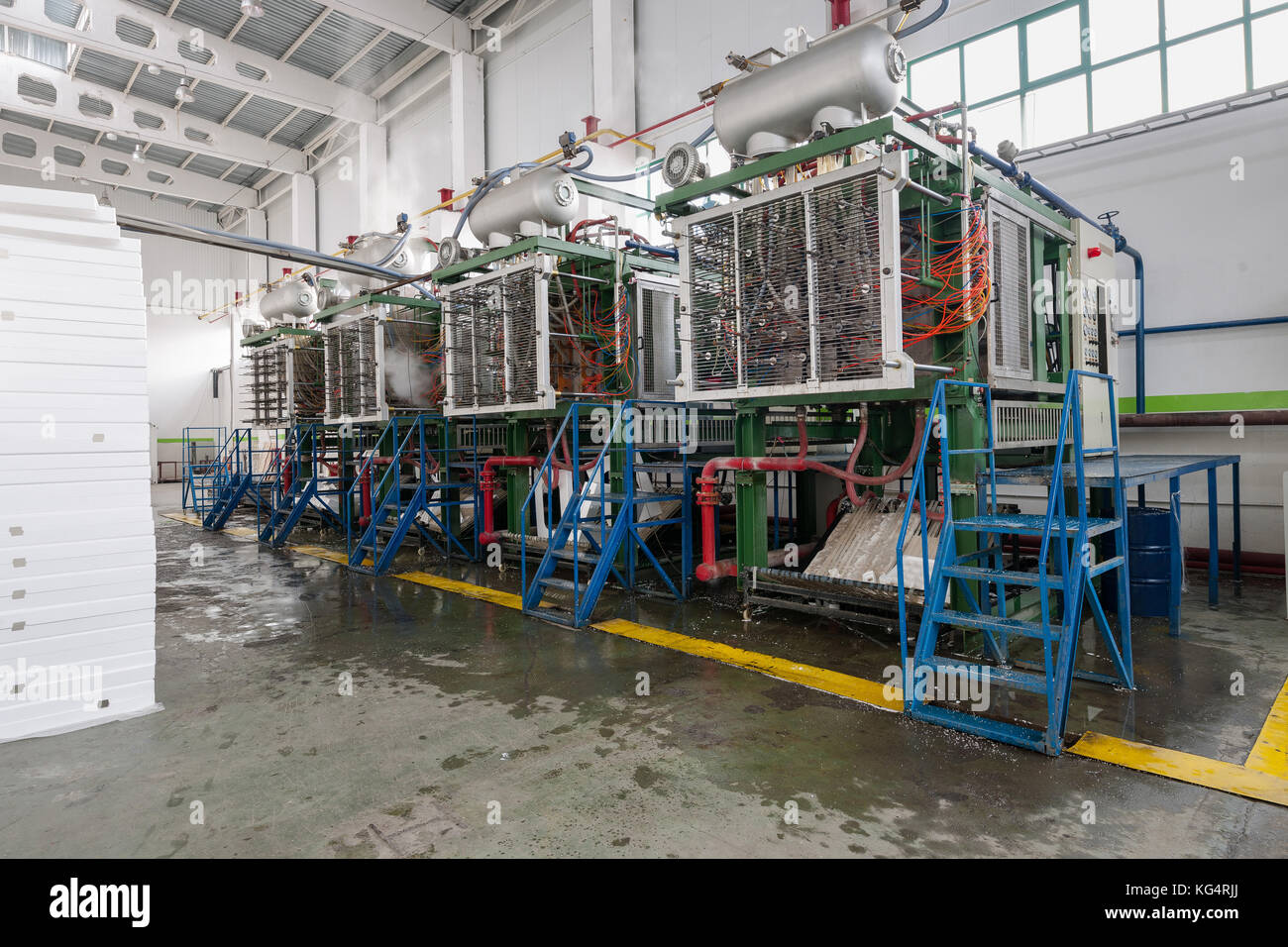 an industrial workshop for the production of styrofoam shapes for ...