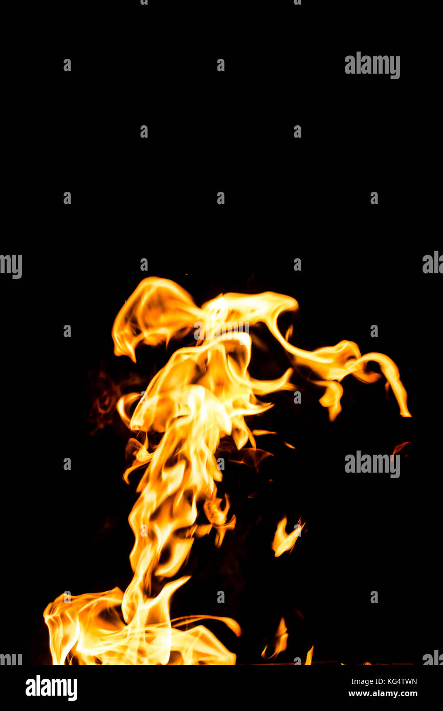 Fire flames at night, fire is very hot and warm. Beautiful of Fire ...