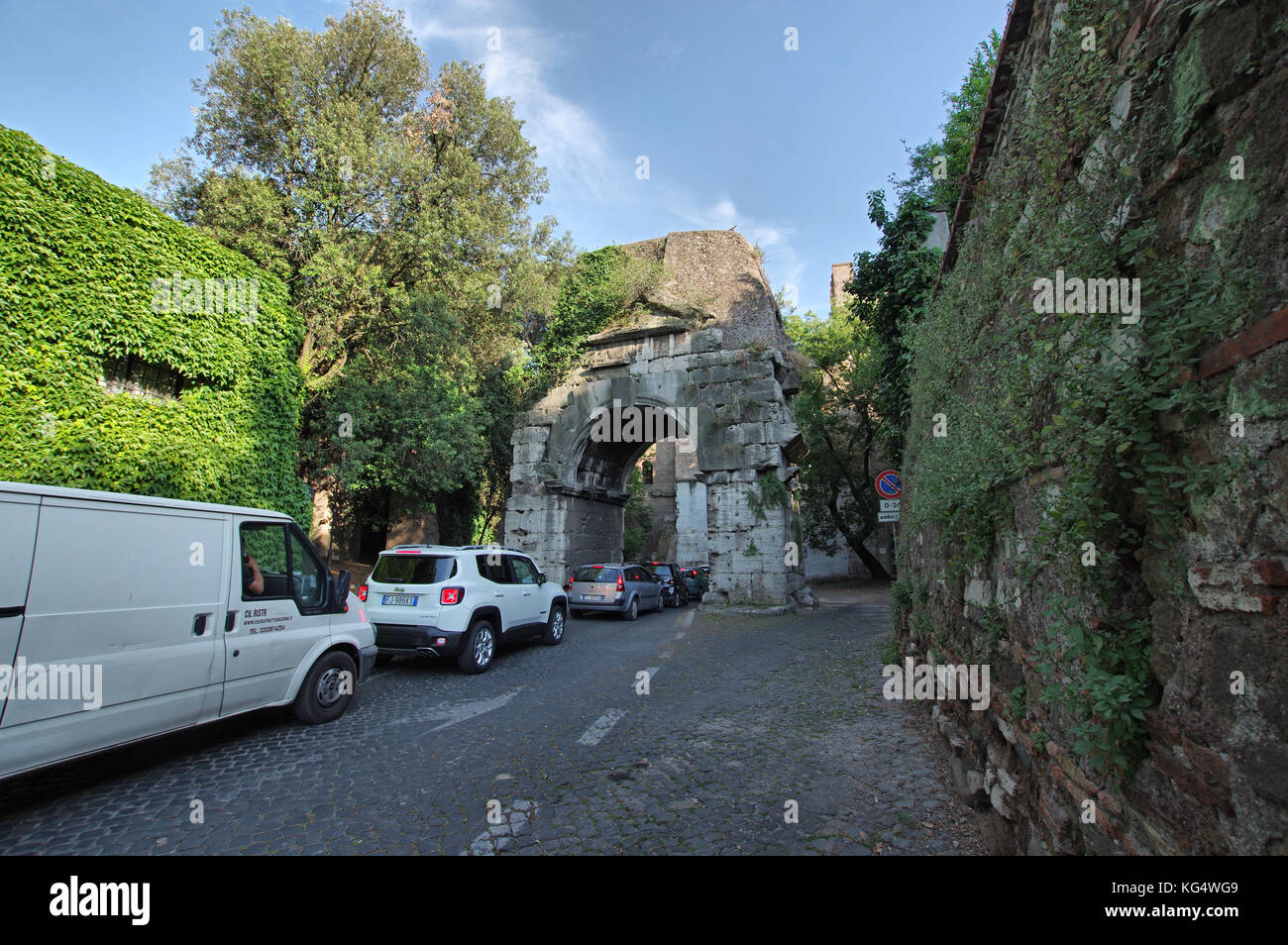 ROME, ITALY - MAY 30, 2017: traffic jam on the Appian Way, one of the ...