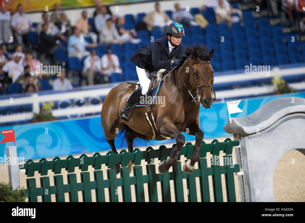 Olympic Games 2008, Hong Kong (Beijing Games) August 2008, Lotta Schultz (SWE) riding Calibra II ...