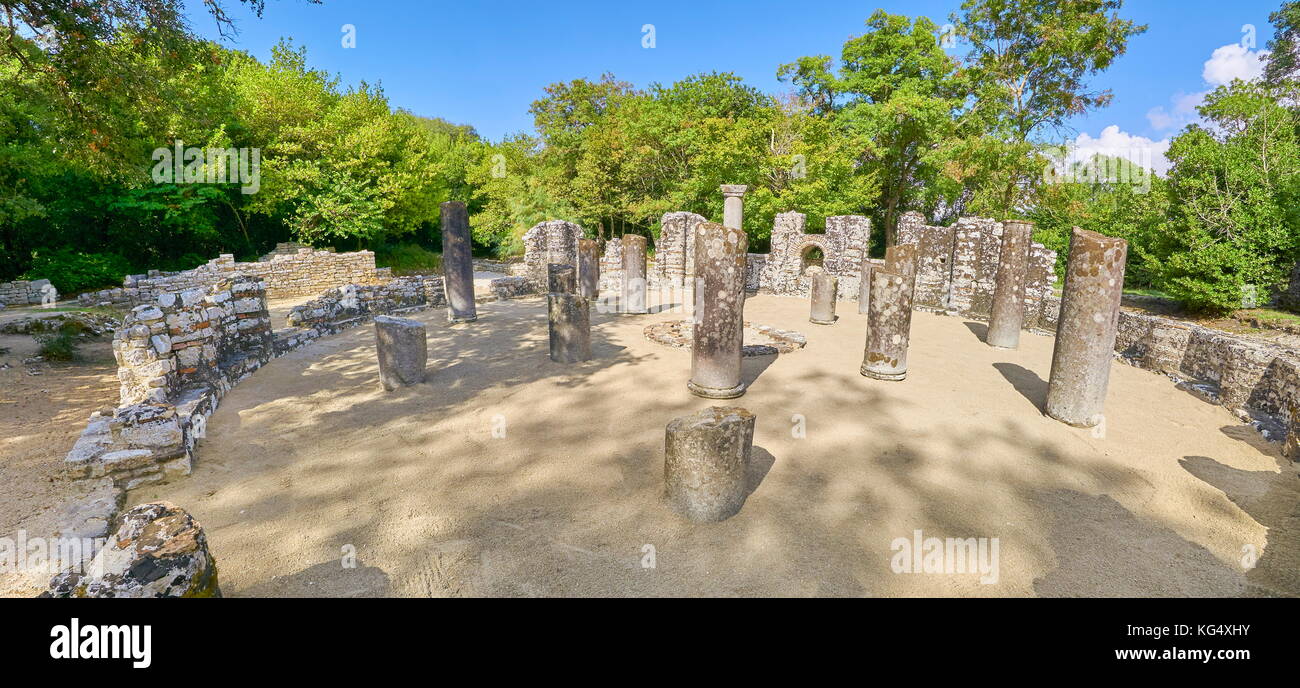Ruins of the Baptistery in ancient Butrint, Albania, UNESCO Stock Photo ...