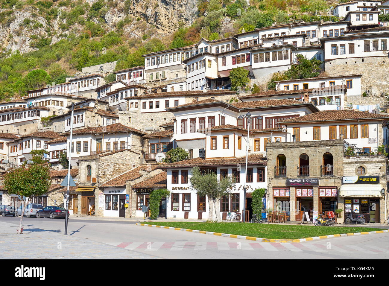 White houses at the Berat Old Town, UNESCO, Albania Stock Photo - Alamy