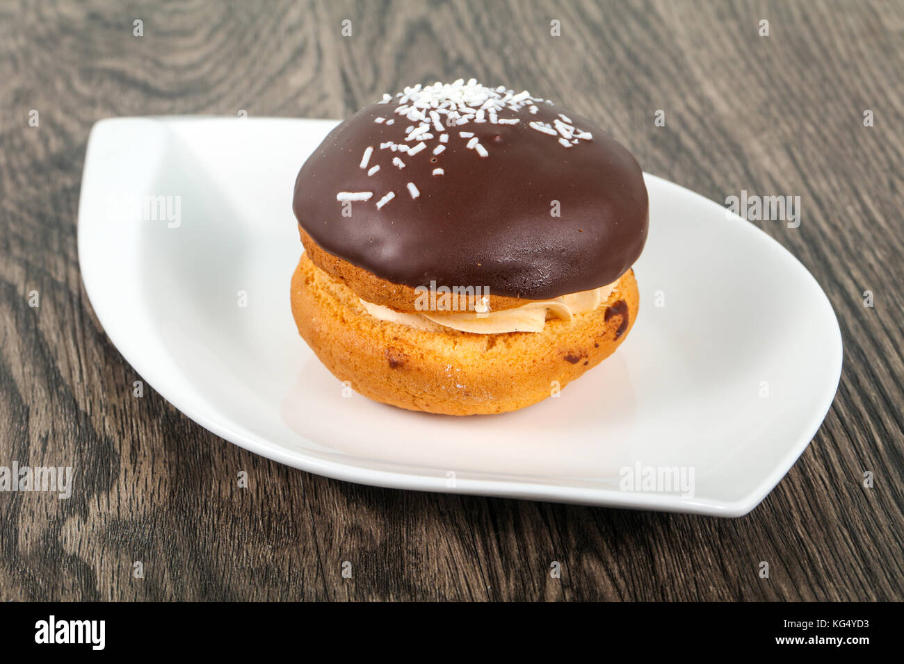 Bouchee cake with chocolate Stock Photo - Alamy
