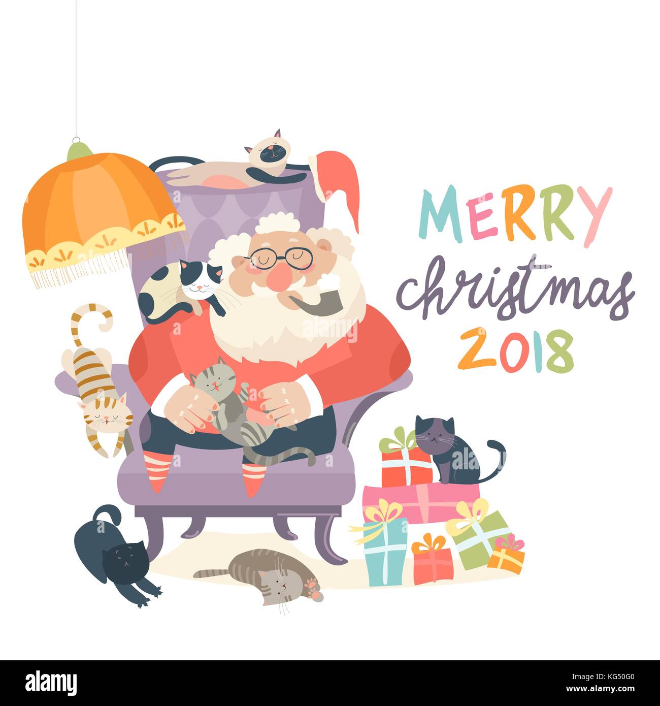 Cute kitty in santa Stock Vector Images - Alamy