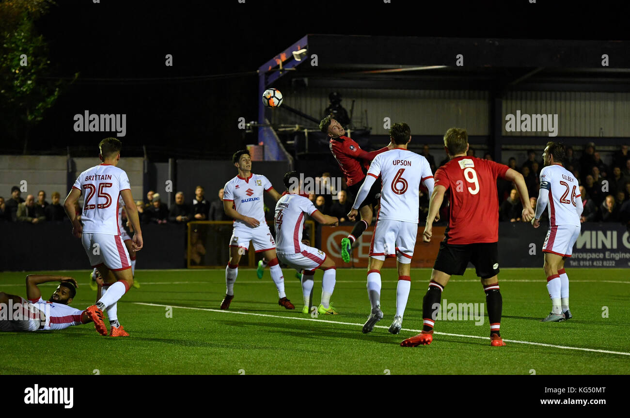 Hyde fcs stanley segarel heads on goal hi-res stock photography and ...