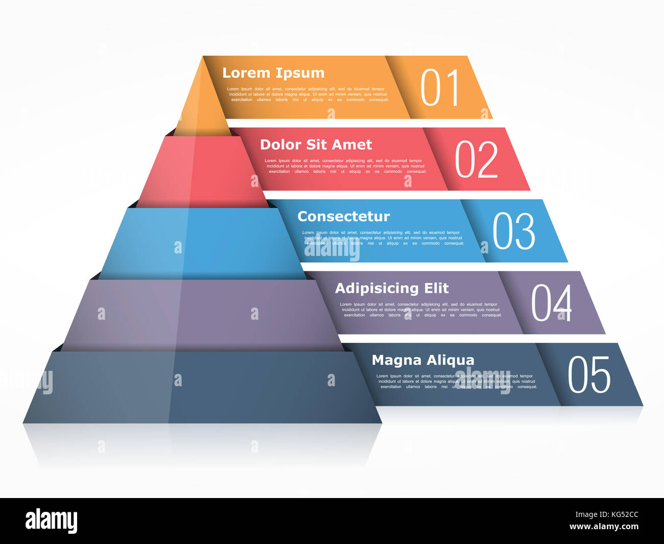 Pyramid chart with four elements, pyramid infographics template, vector ...